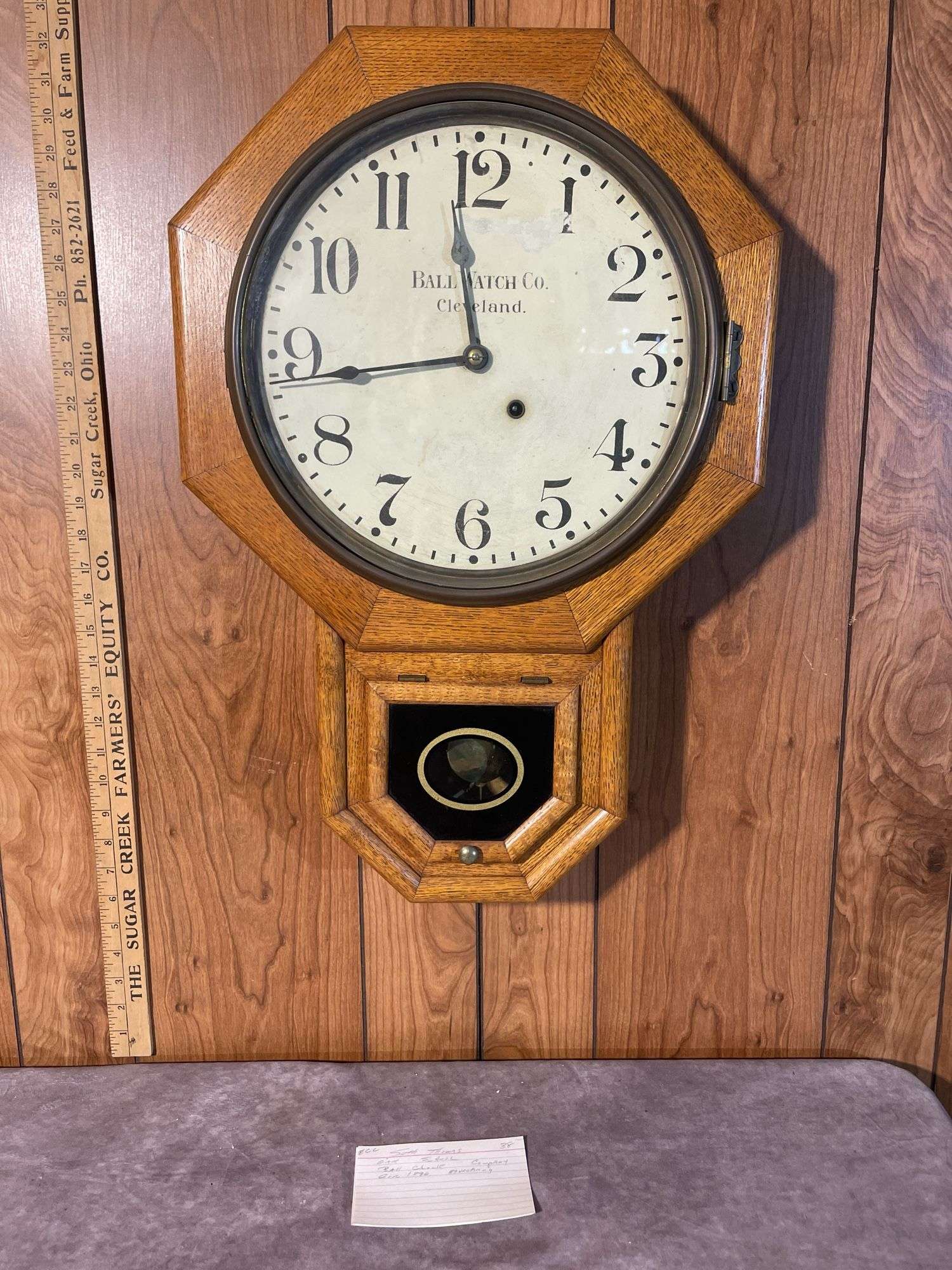 Seth Thomas Ball Watch Co. schoolhouse clock - Circ 1890 - Kaufman Realty & Auctions