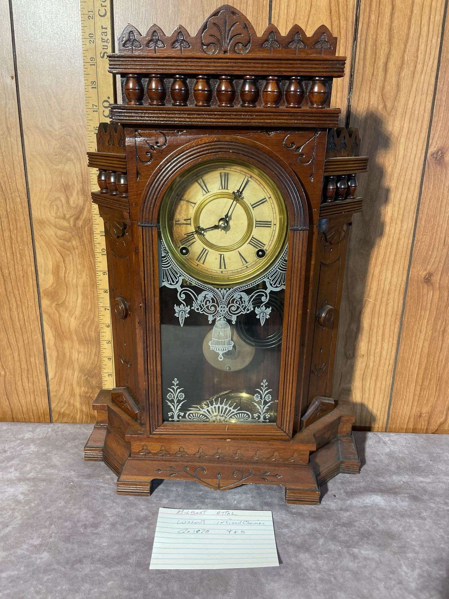 Gilbert walnut mantel clock - Circ 1875 - Kaufman Realty & Auctions