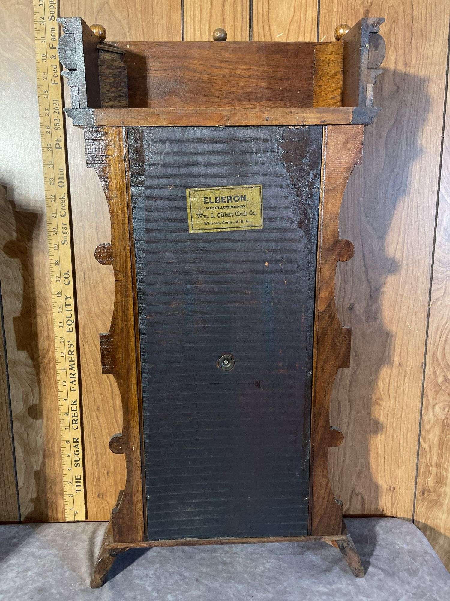 Gilbert 8-day calendar walnut shelf clock - Kaufman Realty & Auctions