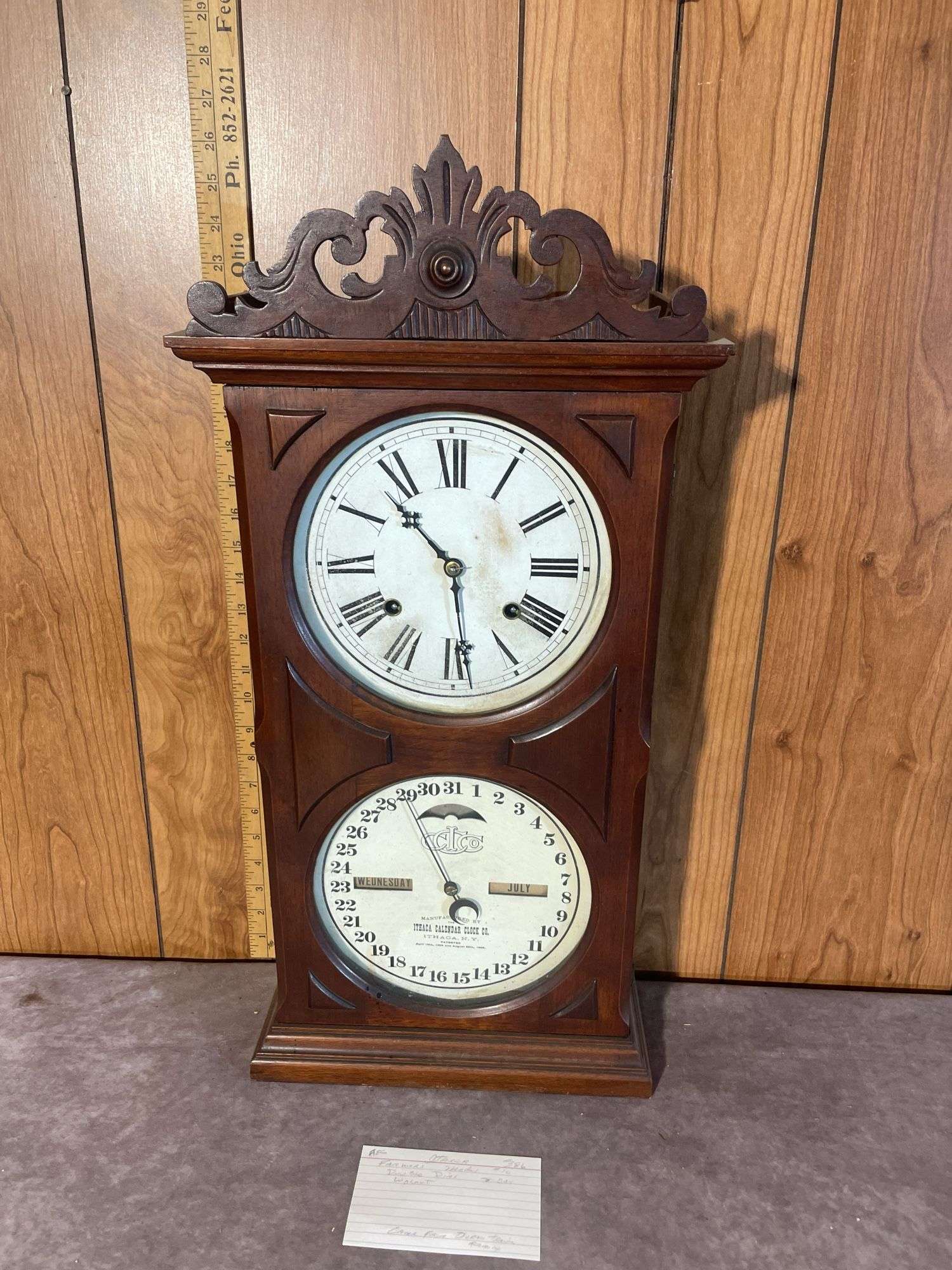 Ithaca 8-day walnut calendar mantel clock - Kaufman Realty & Auctions