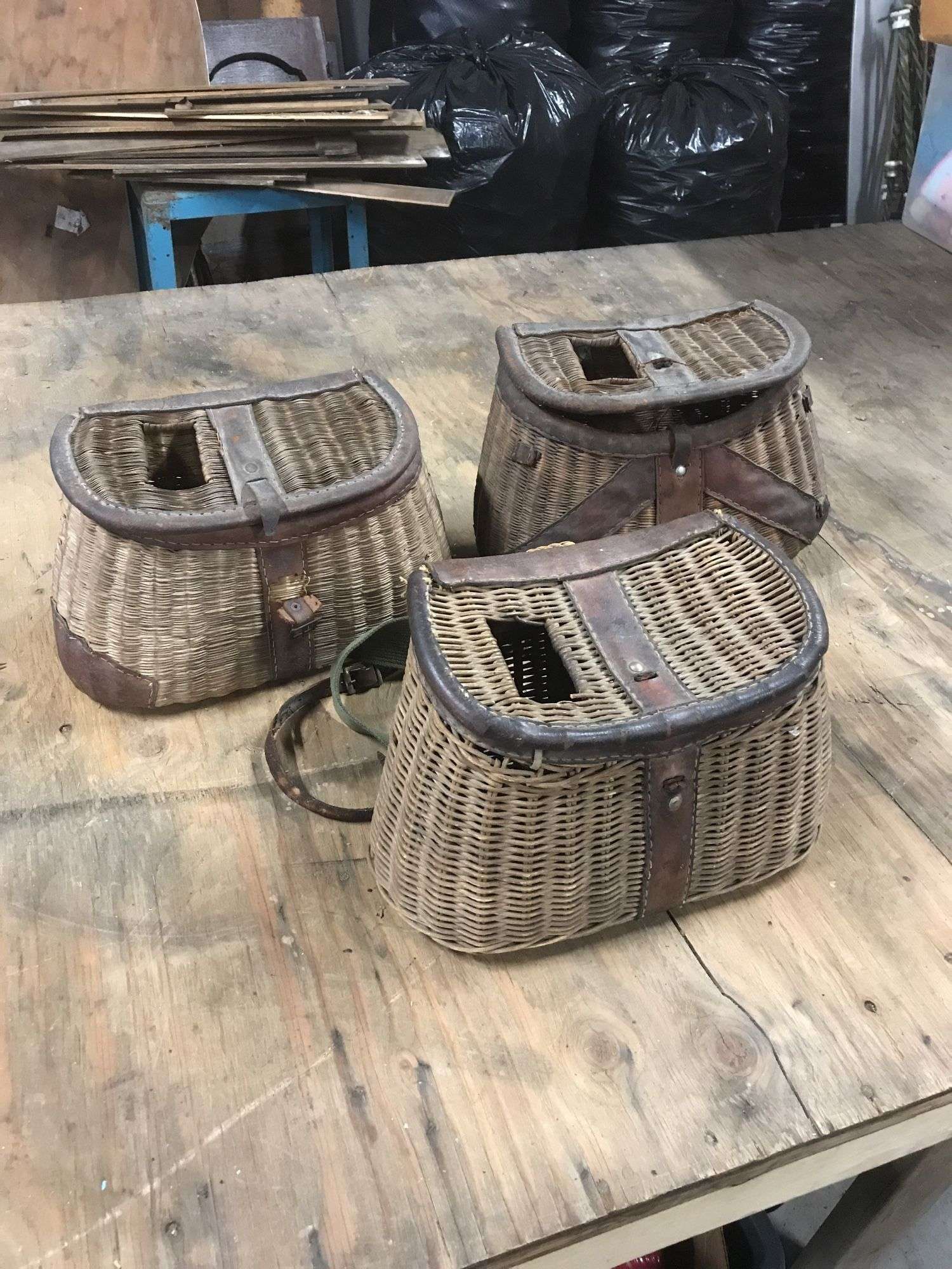 Three Antique Fishing Baskets - Kaufman Realty & Auctions