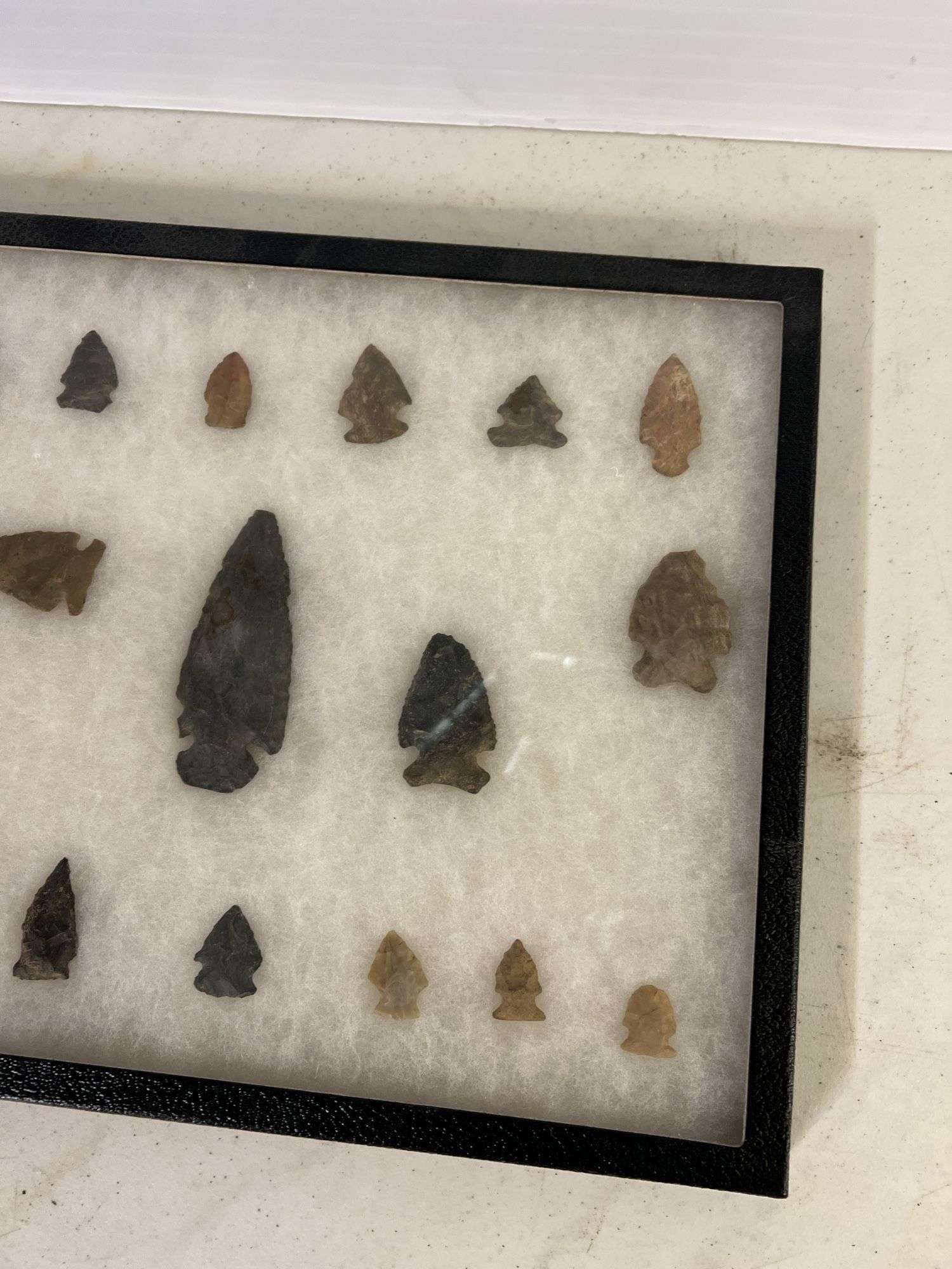 Indian arrowheads & display box - Kaufman Realty & Auctions