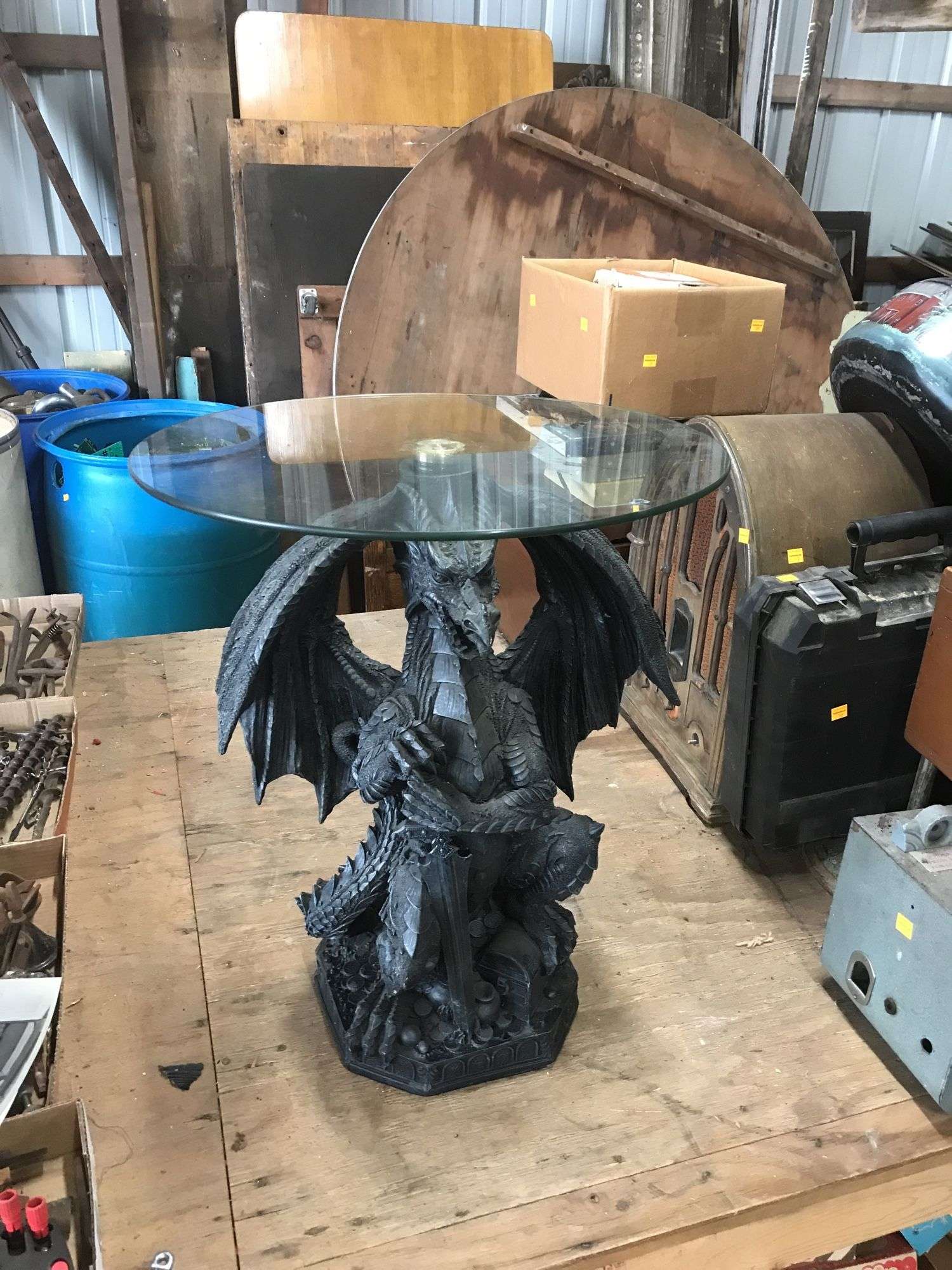 Dragon Table Glass Top - Kaufman Realty & Auctions
