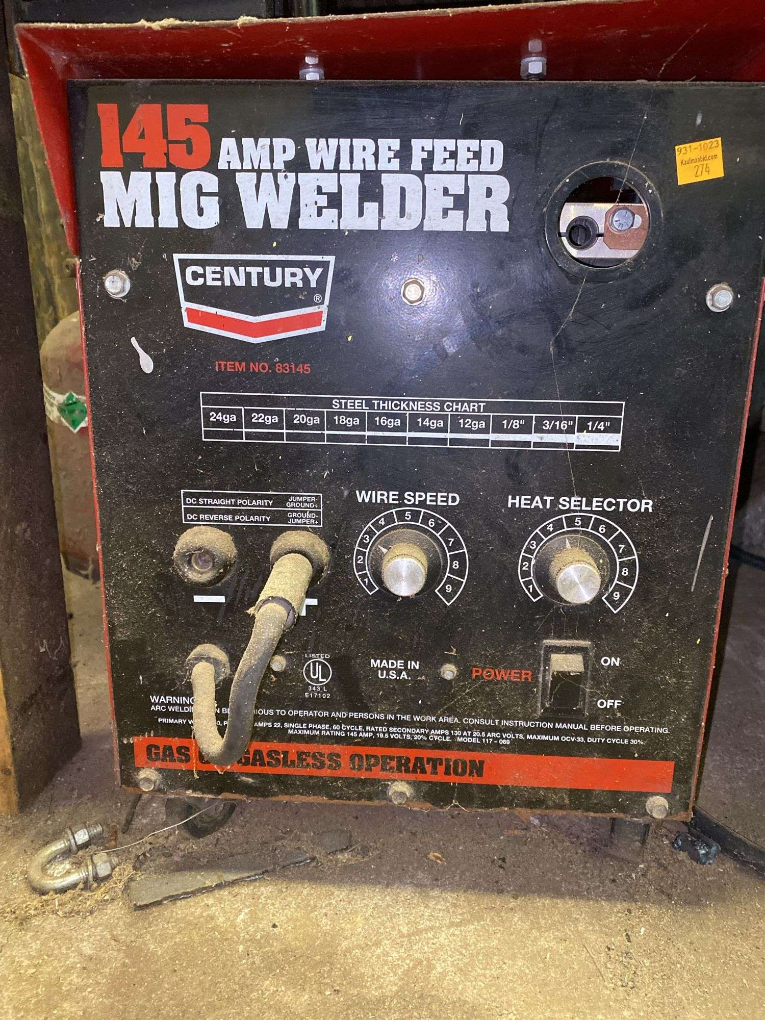 Century 145AMP Wire Feed Mig Welder - Kaufman Realty & Auctions