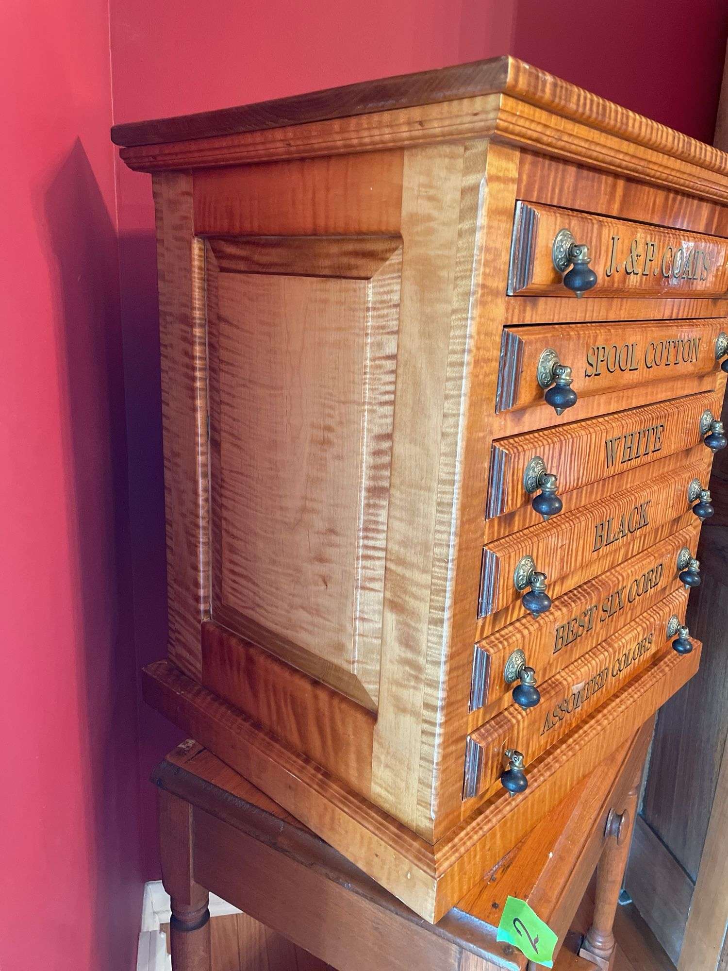 CURLY MAPLE J. & P. COATS THREAD SPOOL CABINET (built 1993) - Kaufman ...