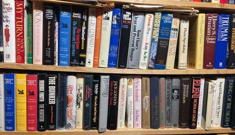 (2) shelves of books including Poison Pen, Harry Truman, My Turn ...