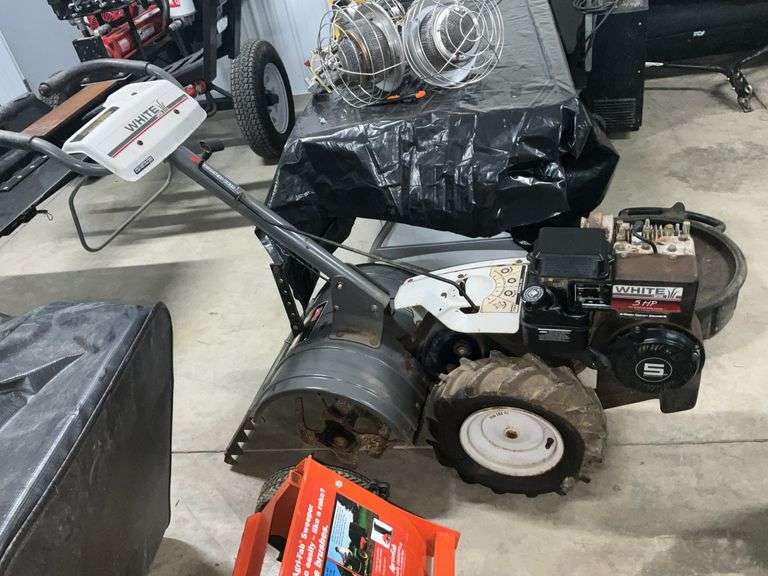 White Rototiller, five horse engine, not running - Kaufman Realty ...