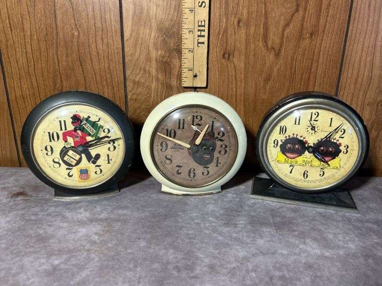 (3) antique alarm clocks - Union Pacific Railroad, Aunt Jemima & Lux ...