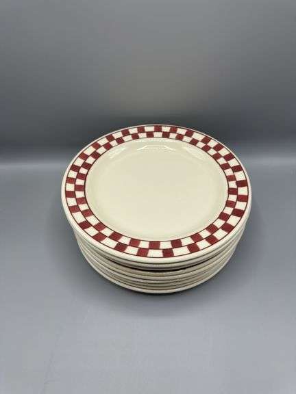 HARTSTONE USA RED CHECK DINNER PLATES AND SALAD PLATES - Kaufman Realty ...
