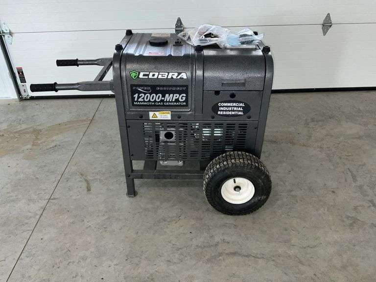 Cobra 12000 wtt MPG gas generator, brand new - Kaufman Realty & Auctions
