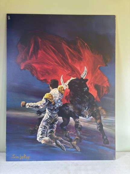 Spanish Bull Fighter Drawing /Signed John Dekay 30” W 40” H - Kaufman ...