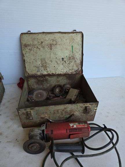 Milwaukee angle grinder w/ extra attachments & metal box - Kaufman ...