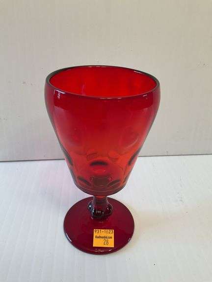 Paden City WV Ruby Red Water Goblet - Kaufman Realty & Auctions