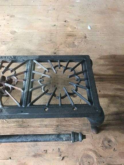 Antique Simplex cast-iron three burner camp stove - Kaufman Realty ...