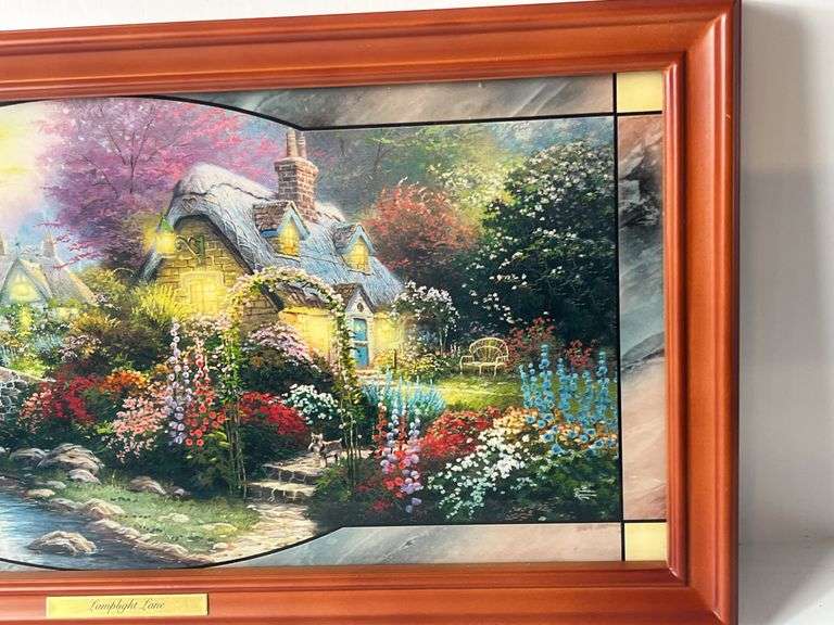 23” x 11 1/2” Lighted Thomas Kinkade Picture - Kaufman Realty & Auctions