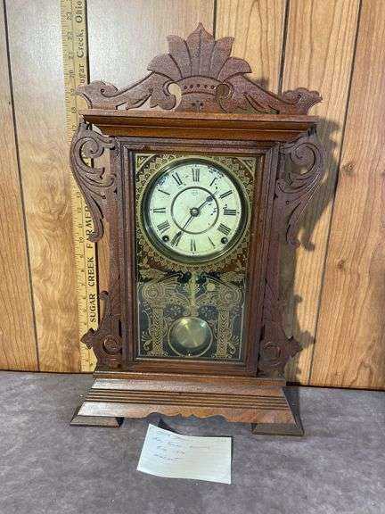 Seth Thomas walnut mantel clock - Circ 1894 - Kaufman Realty & Auctions