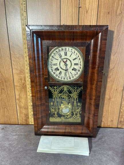 Gilbert calendar mantle/wall clock - Circ 1880 - Kaufman Realty & Auctions