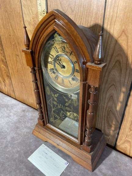 Ansonia 8-day walnut mantel clock W- Circ 1880 - Kaufman Realty & Auctions