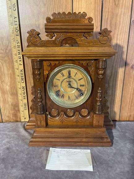 Ingraham 8-day walnut mantel clock - Circ 1875 - Kaufman Realty & Auctions
