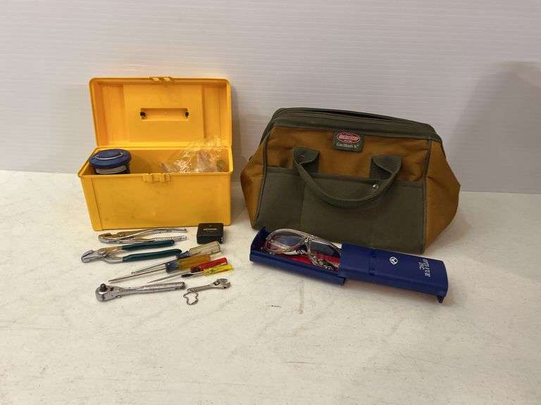 Bucket Boss tool bag, tool chest w/ tools - Kaufman Realty & Auctions