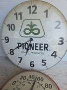 Pioneer clock- 18"D & Tech thermometer - Kaufman Realty & Auctions