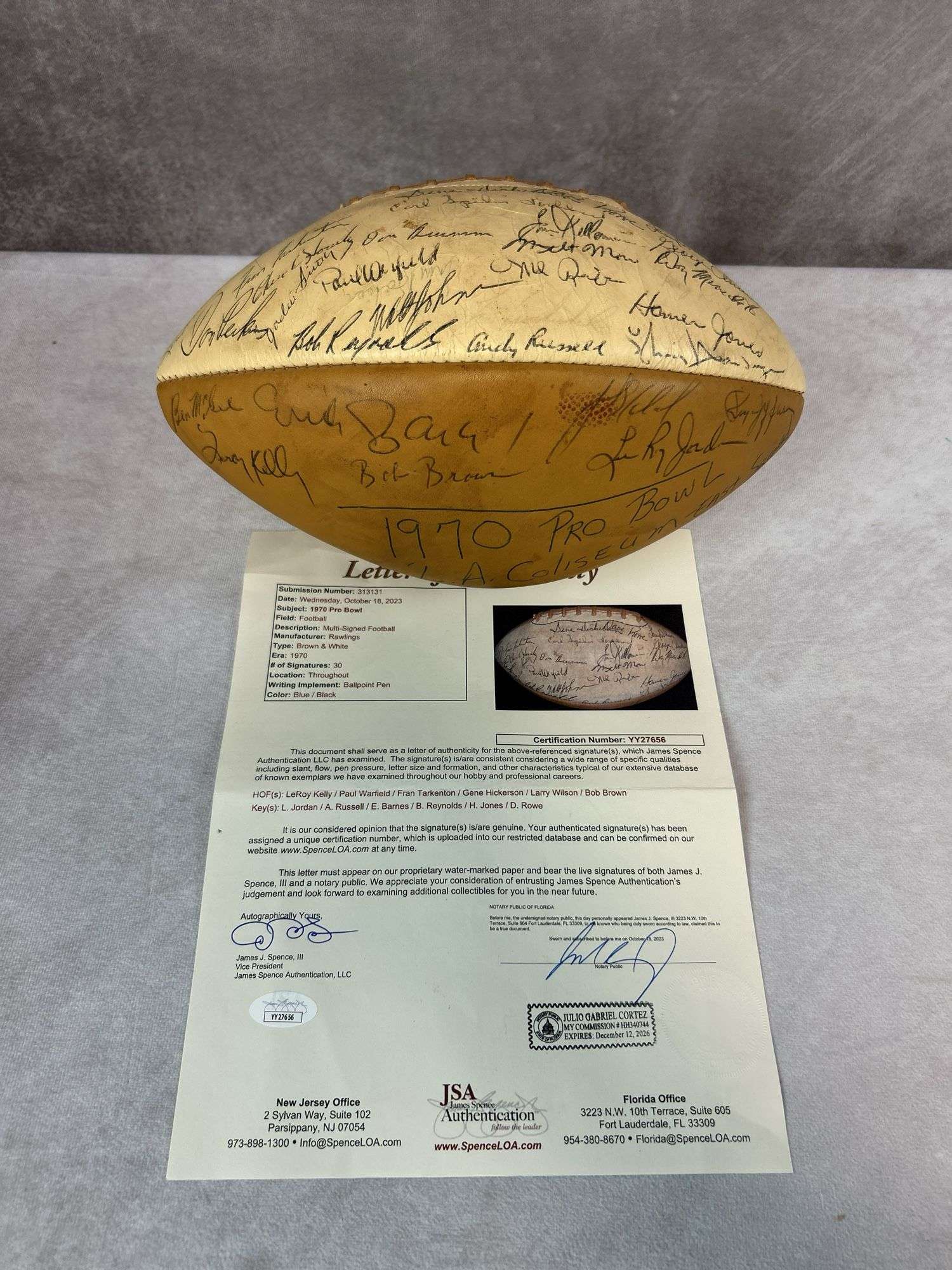 1970 Pro Bowl signed football w/ 30 signatures (many HOFers), full ...