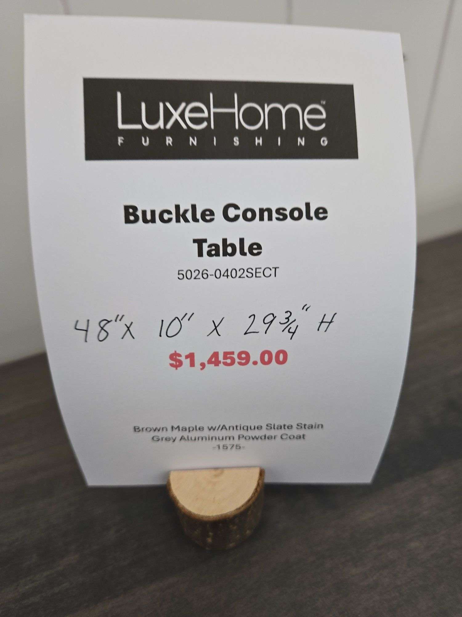 Buckle Console Table- 48"x10"x30"- Brown Maple - Kaufman Realty & Auctions