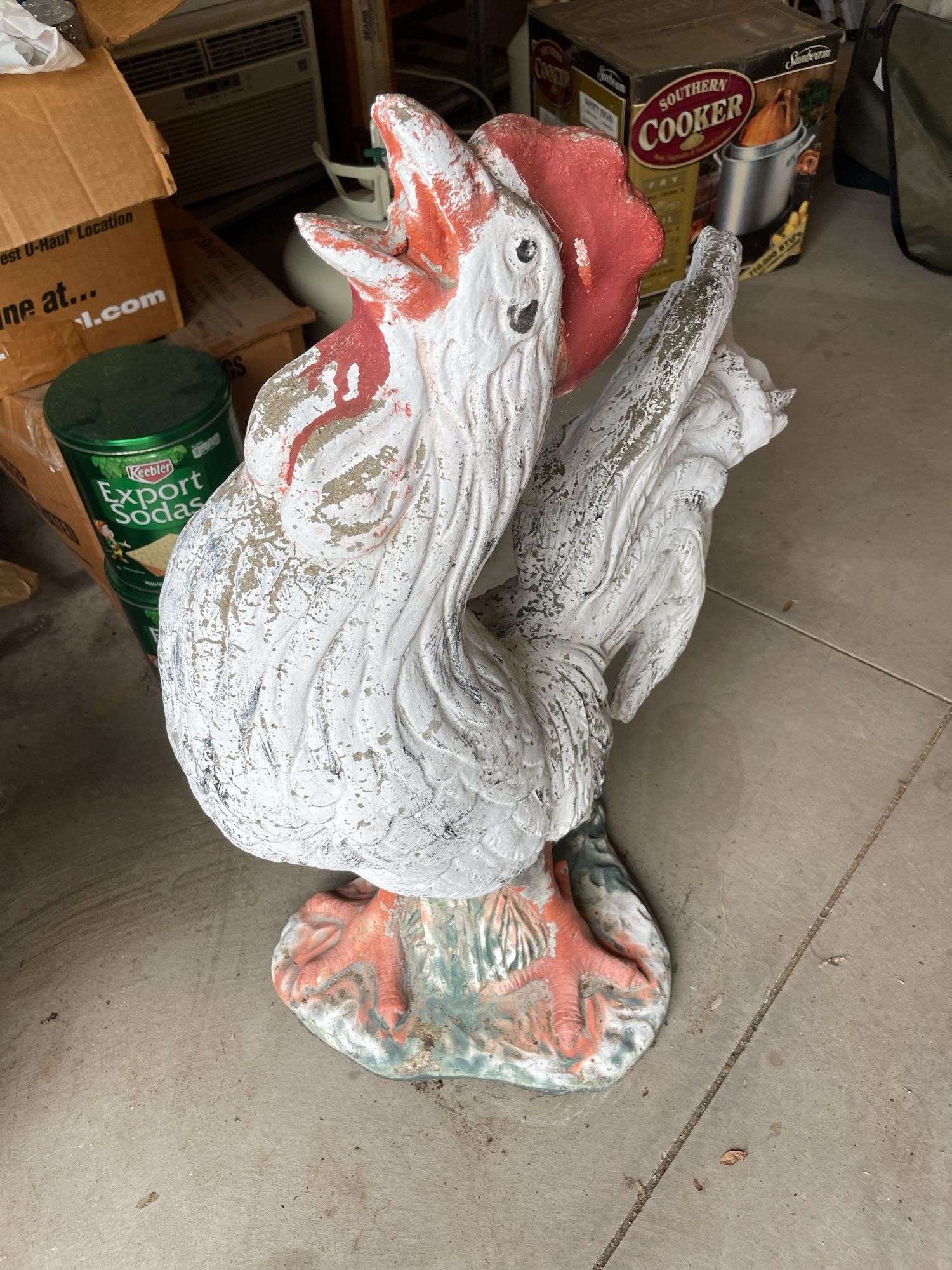 Concrete rooster decoration - 33 in. Tall - Kaufman Realty & Auctions