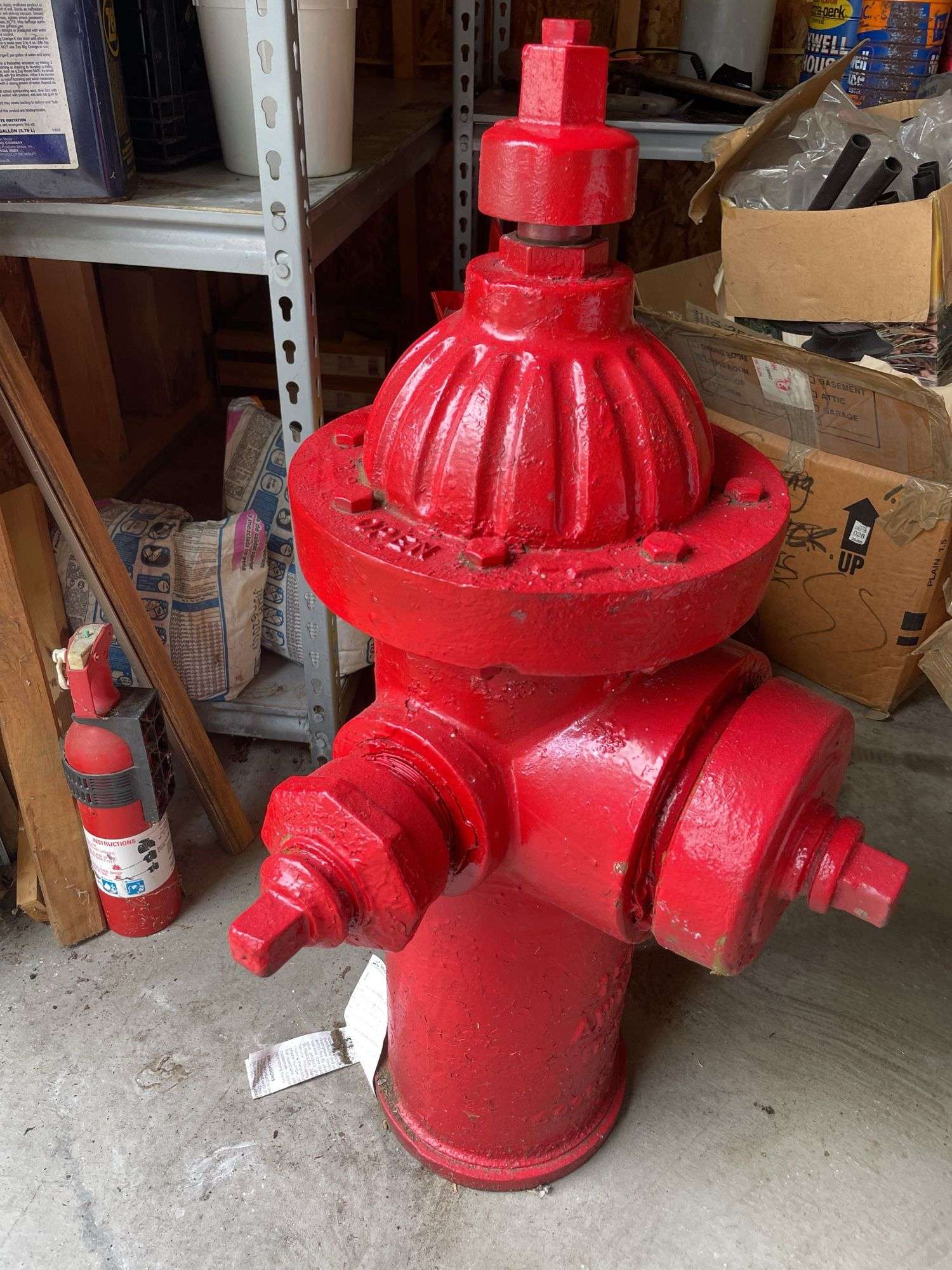 Red Metal fire hydrant - 31 in. Tall - Heavy - Kaufman Realty & Auctions