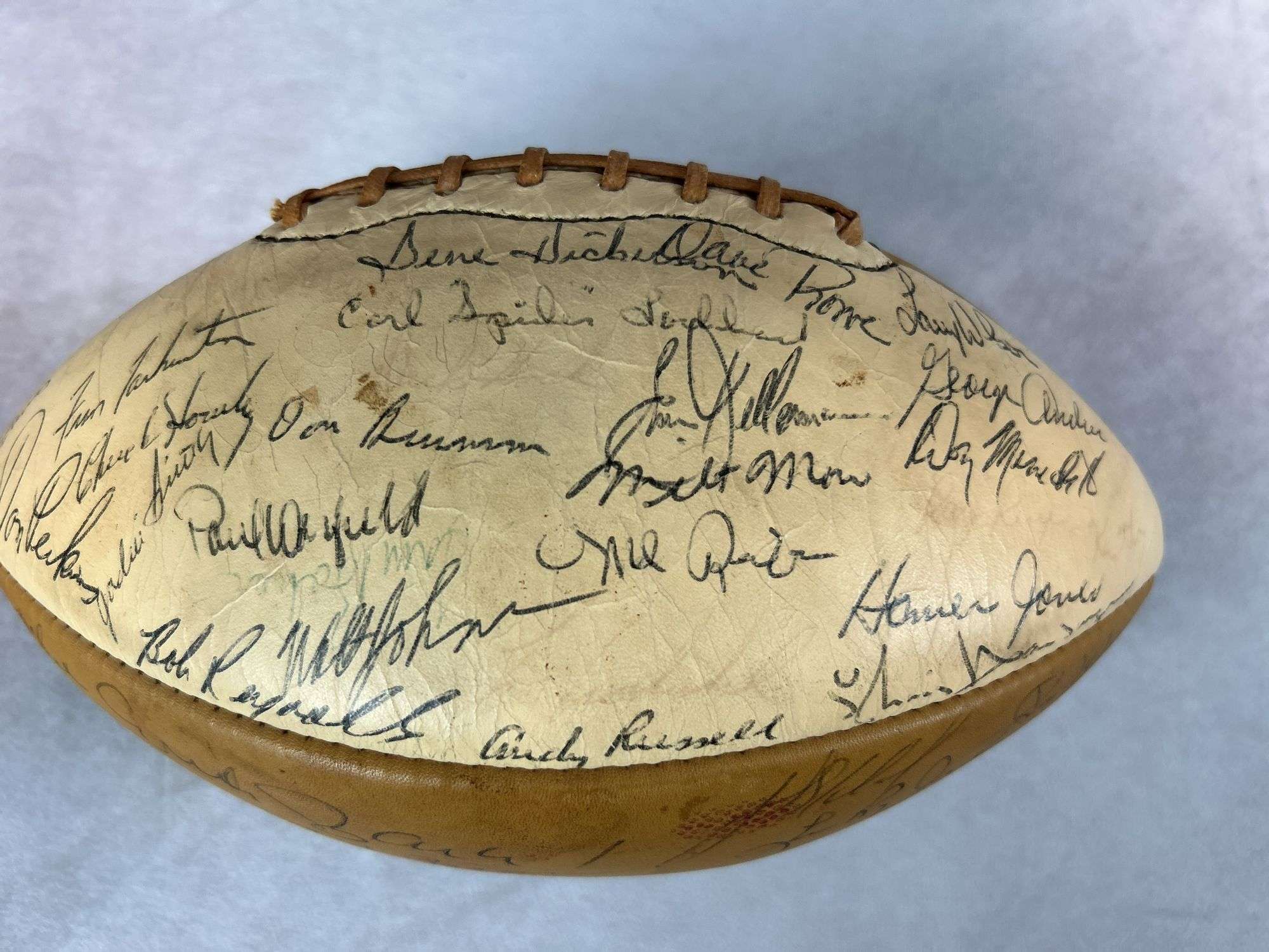 1970 Pro Bowl signed football w/ 30 signatures (many HOFers), full ...