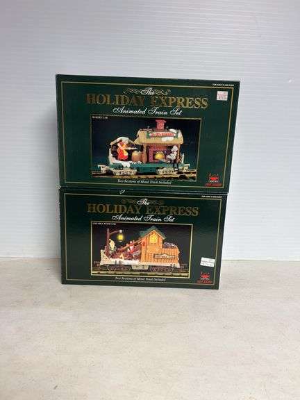 The Holiday Express animated train set- Log Mill Wood Car & Bakery Car ...