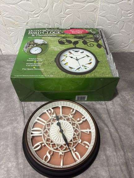 Outdoor Bird Clock ( New) - Kaufman Realty & Auctions