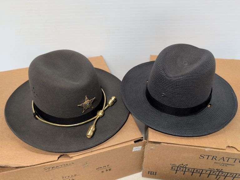 (2) Stratton men’s hats w/ boxes - deputy sheriff & other hat - Kaufman ...