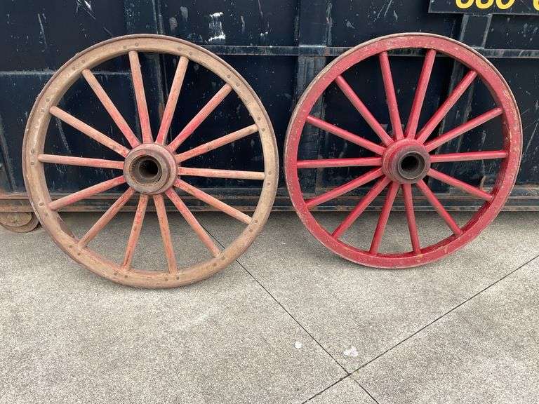WOODEN WHEELS (SAME SIZE AS CANNON) - Kaufman Realty & Auctions