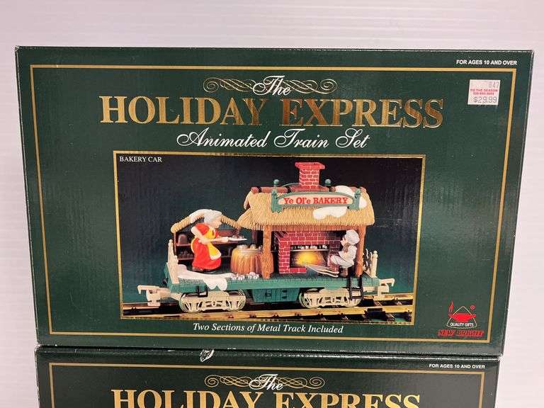 The Holiday Express animated train set- Log Mill Wood Car & Bakery Car ...