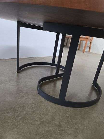 Tiger Maple table w/ metal base- 48"x20"x1 5/8" - Kaufman Realty & Auctions