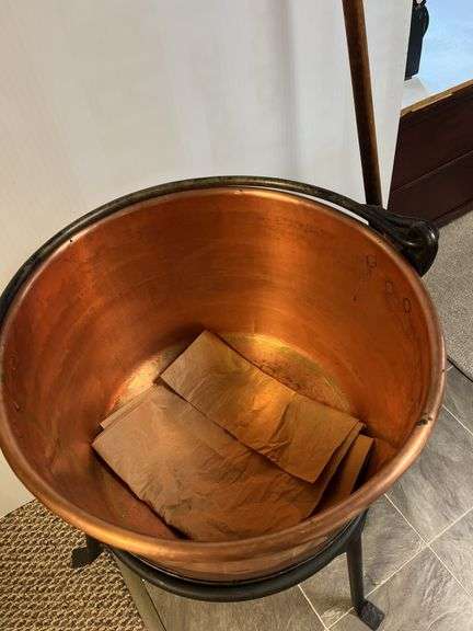 D. Picking & Co. copper kettle on stand & paddle stirrer-24"x28 ...