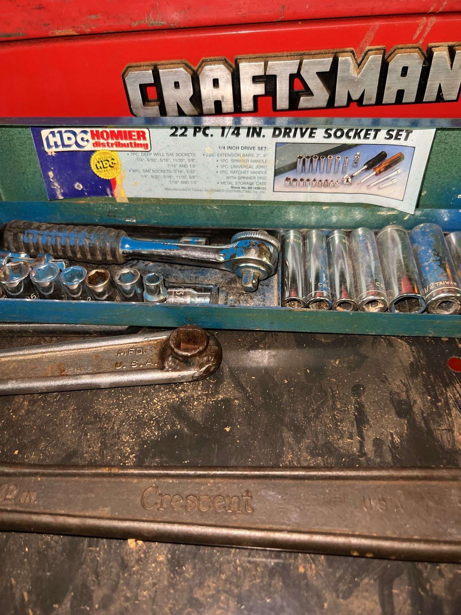 Cresent Wrenches, Socket Set, Adjustable Wrench. Contents of Drawer ...