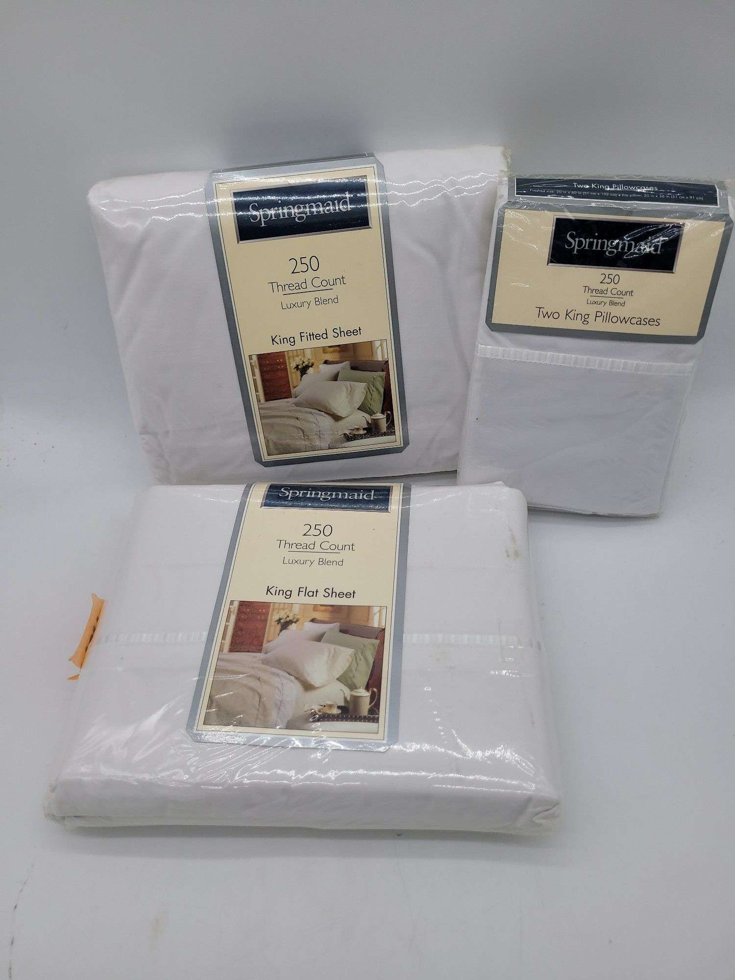 SPRINGMAID KING SHEETS (2) & PILLOWCASES- NIB - Kaufman Realty & Auctions