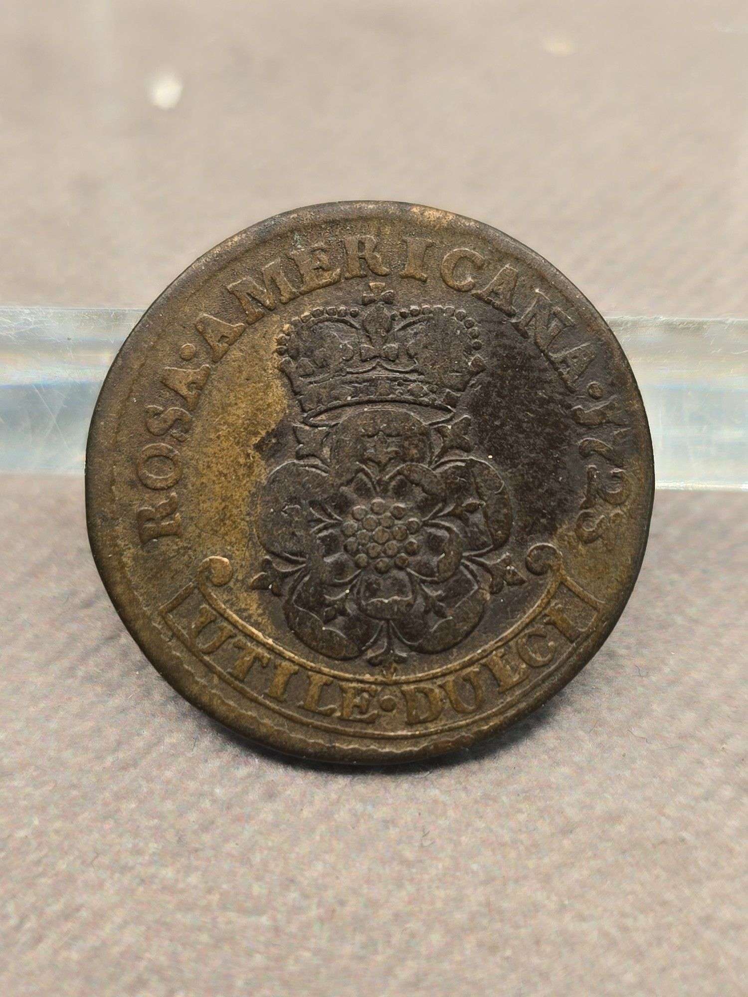 1723 Colonial Rosa Americana Crowned Rose Half Penny - Kaufman Realty ...