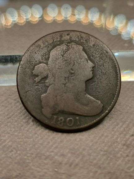 1801 Draped Bust Large Cent with 3 Errors: 1/000, One Stem and IINITED ...