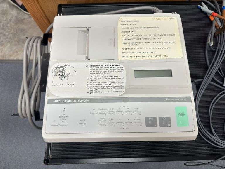 Fukuda Denshi Auto Cardiner FCP-2101 12 Lead EKG Machine w/ Cart - Kaufman Realty & Auctions