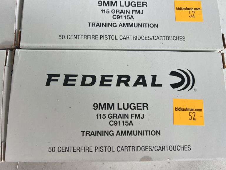 (4) Federal 9mm 115 Grain - Kaufman Realty & Auctions