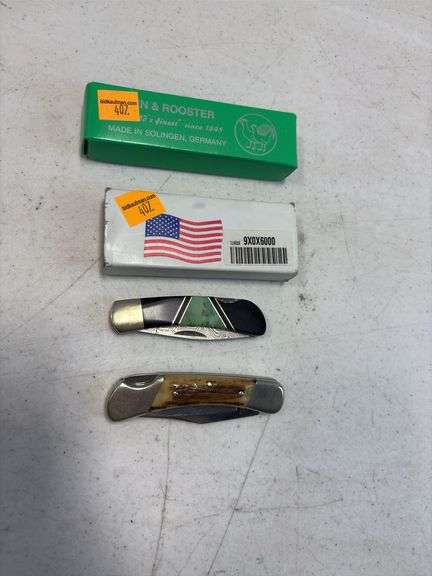 Hen & Rooster Pocket Knife & Santa Fe Frameworks Pocket Knife w/ Boxes ...