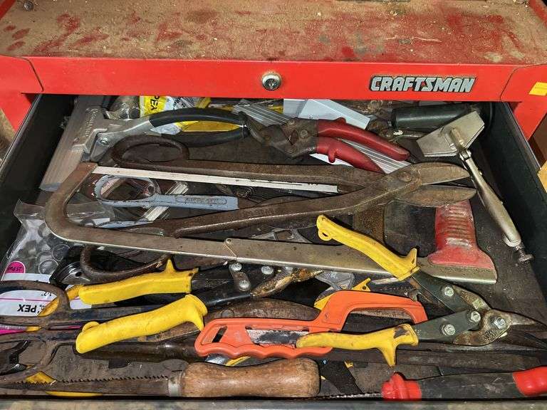 Tap & Die Set, Snips, Etc. Contents of Drawers - Kaufman Realty & Auctions