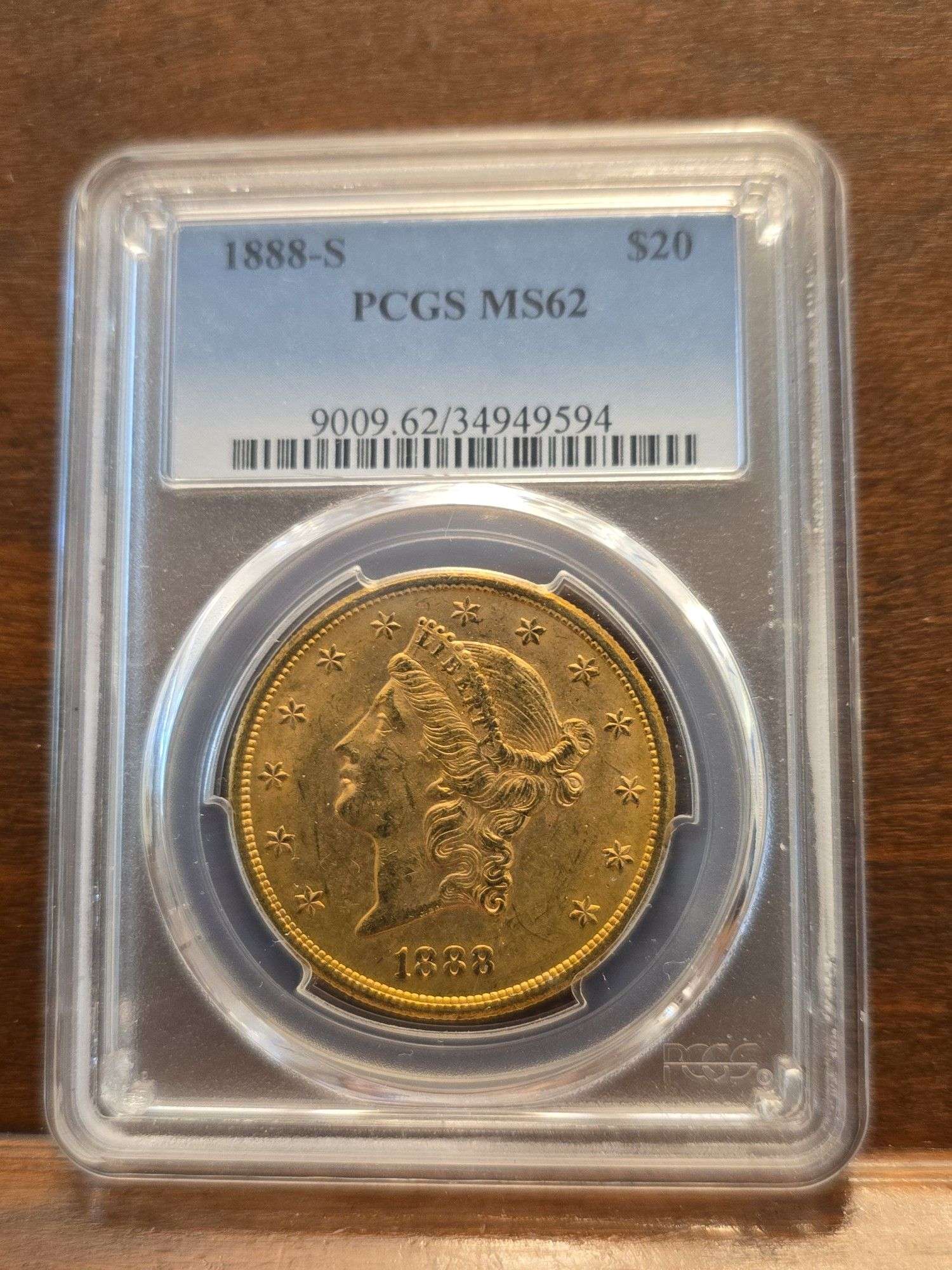 1888S $20. LIBERTY HEAD GOLD PIECE BETTER DATE PCGS MS62 - Kaufman Realty & Auctions