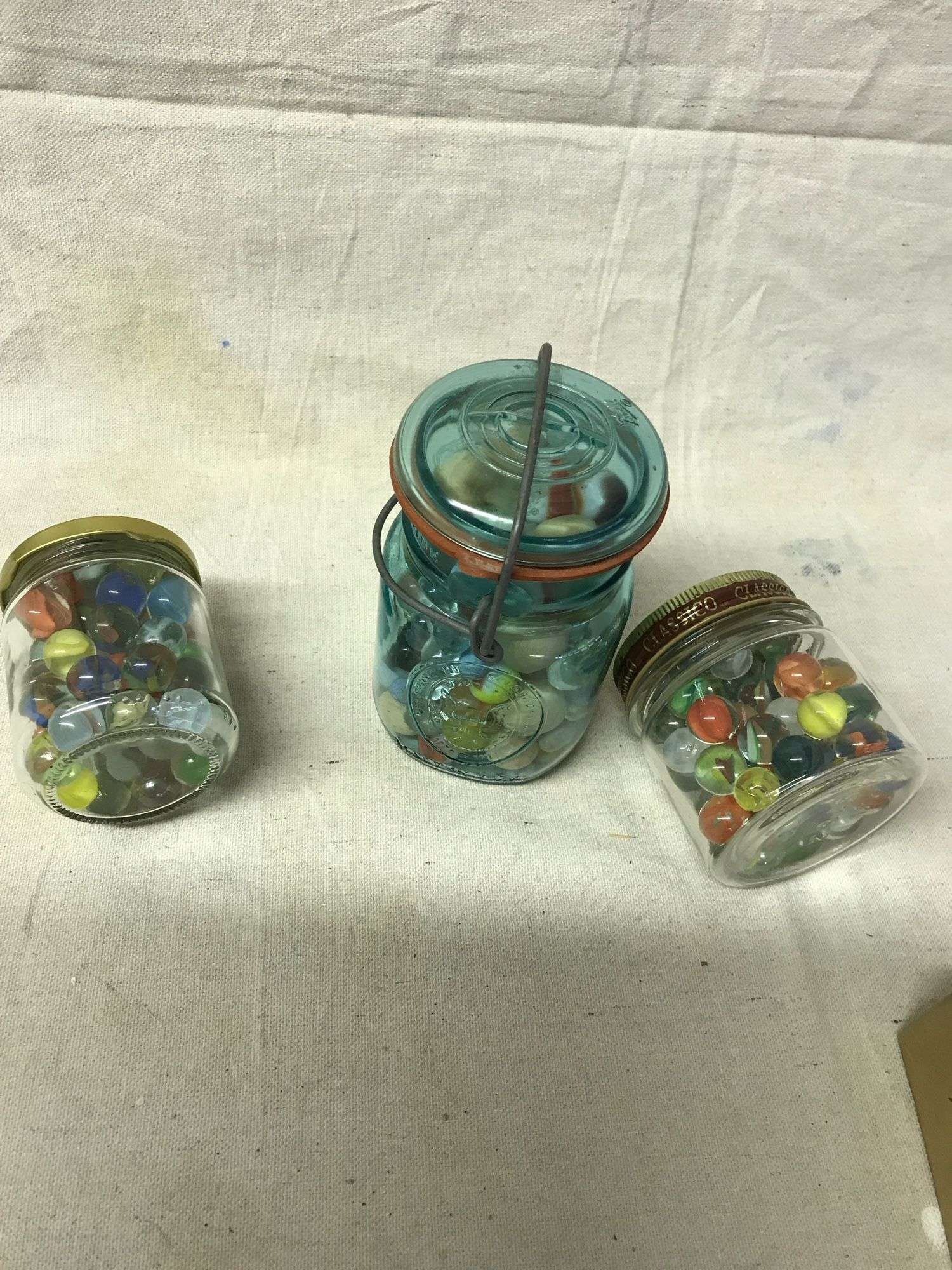 Vintage Marbles 3 Jars and a Flat lot - Kaufman Realty & Auctions