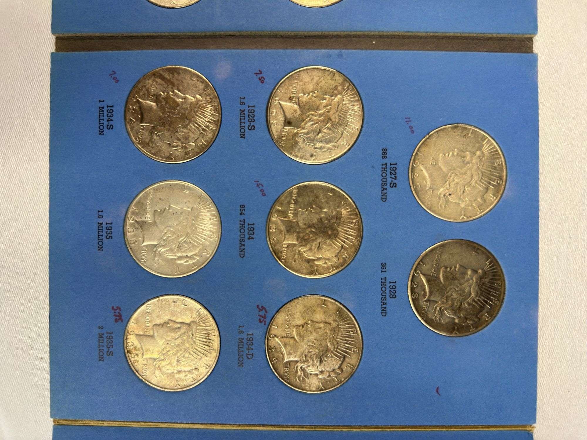 Peace Dollar Collection Complete. 1921 thru 1935-S - Kaufman Realty ...