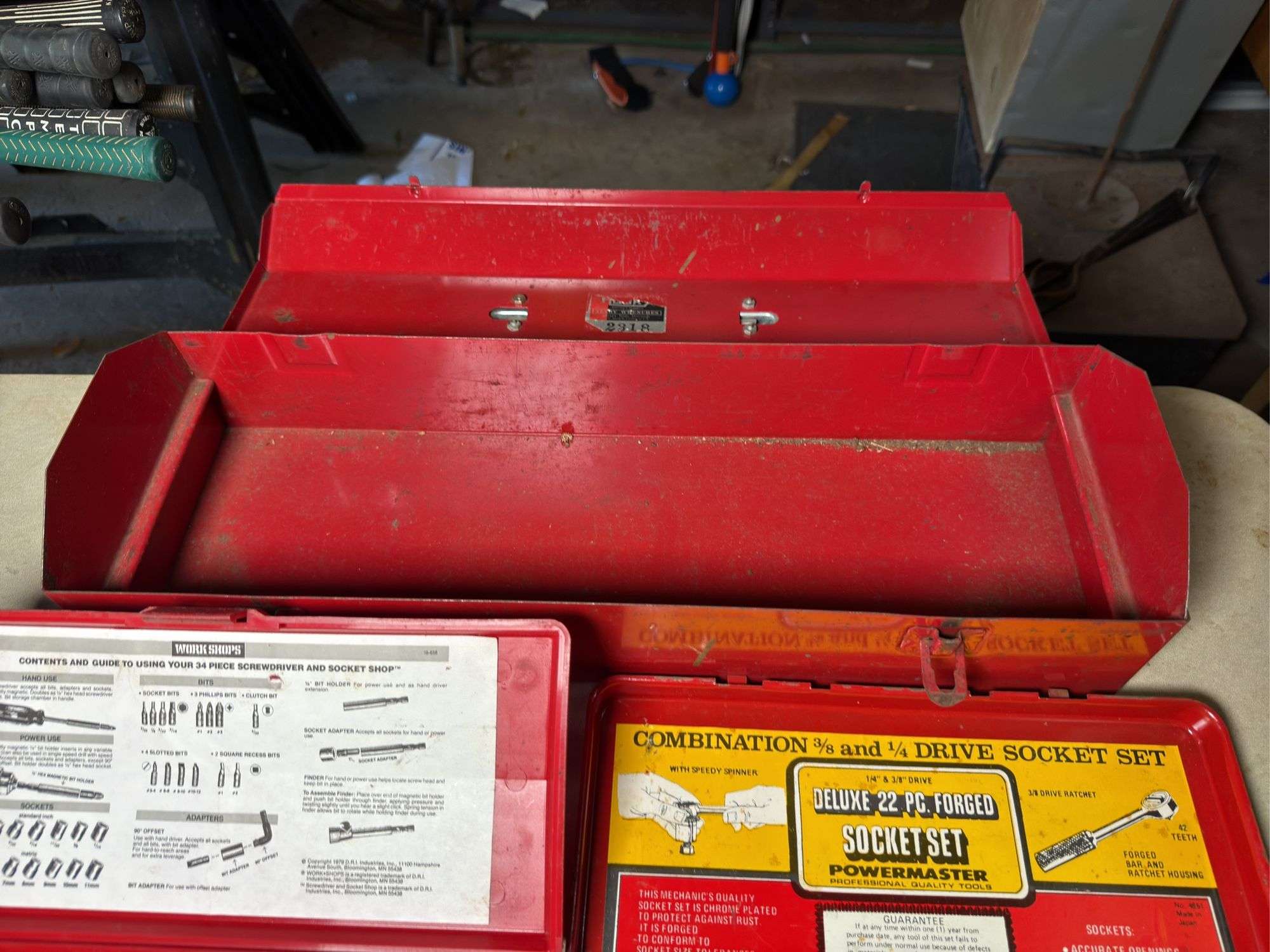 SOCKET SETS (2), WORK SHOPS SET AND TOOLBOX - Kaufman Realty & Auctions
