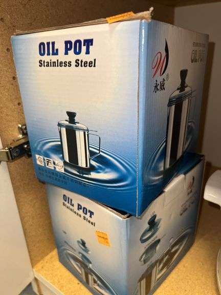 (2) Stainless Steel Oil Pots - Kaufman Realty & Auctions